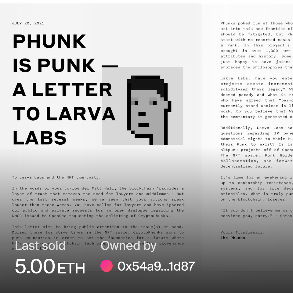 Phunk is Punk - A Letter to Larva Labs | Foundation