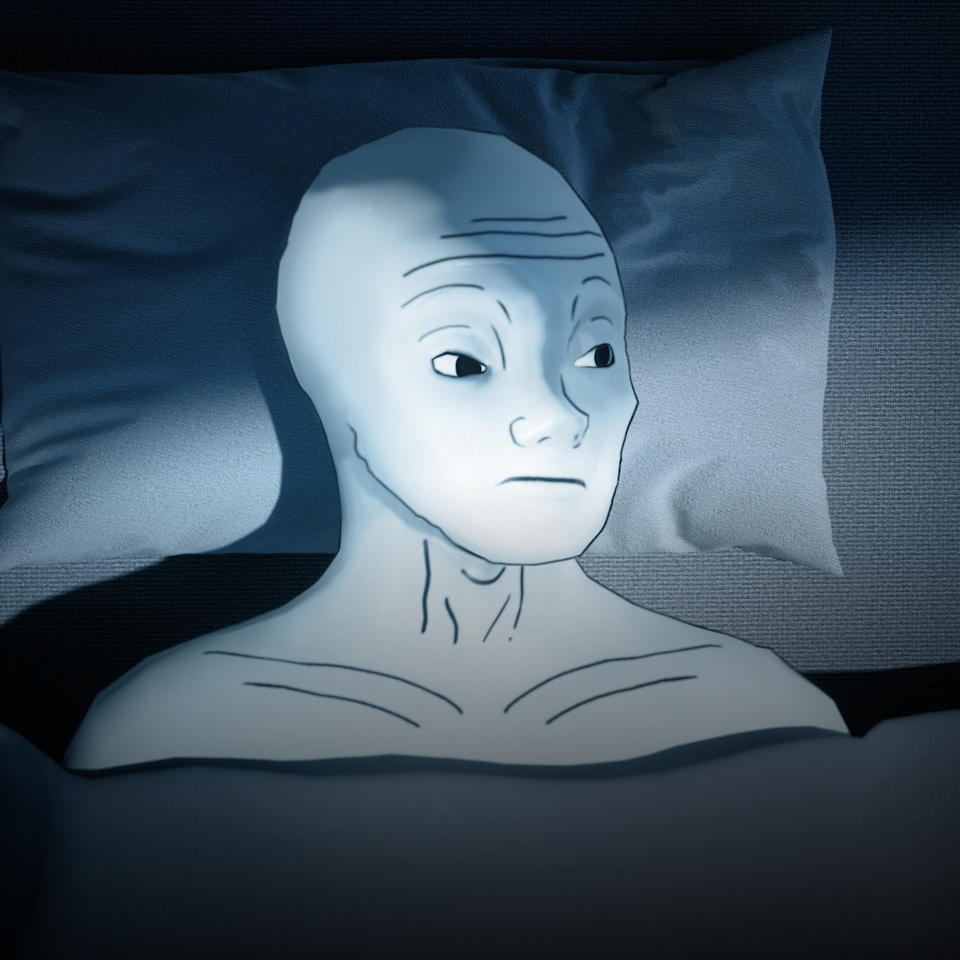 Wojak trying to sleep | Foundation